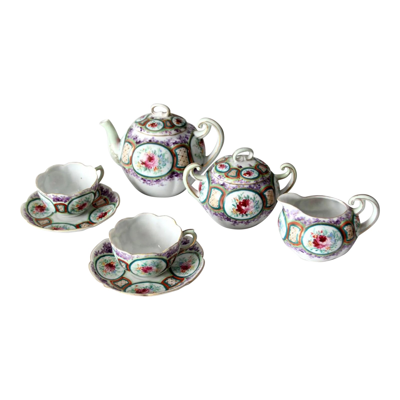 Antique Floral Porcelain Tea Set | Chairish