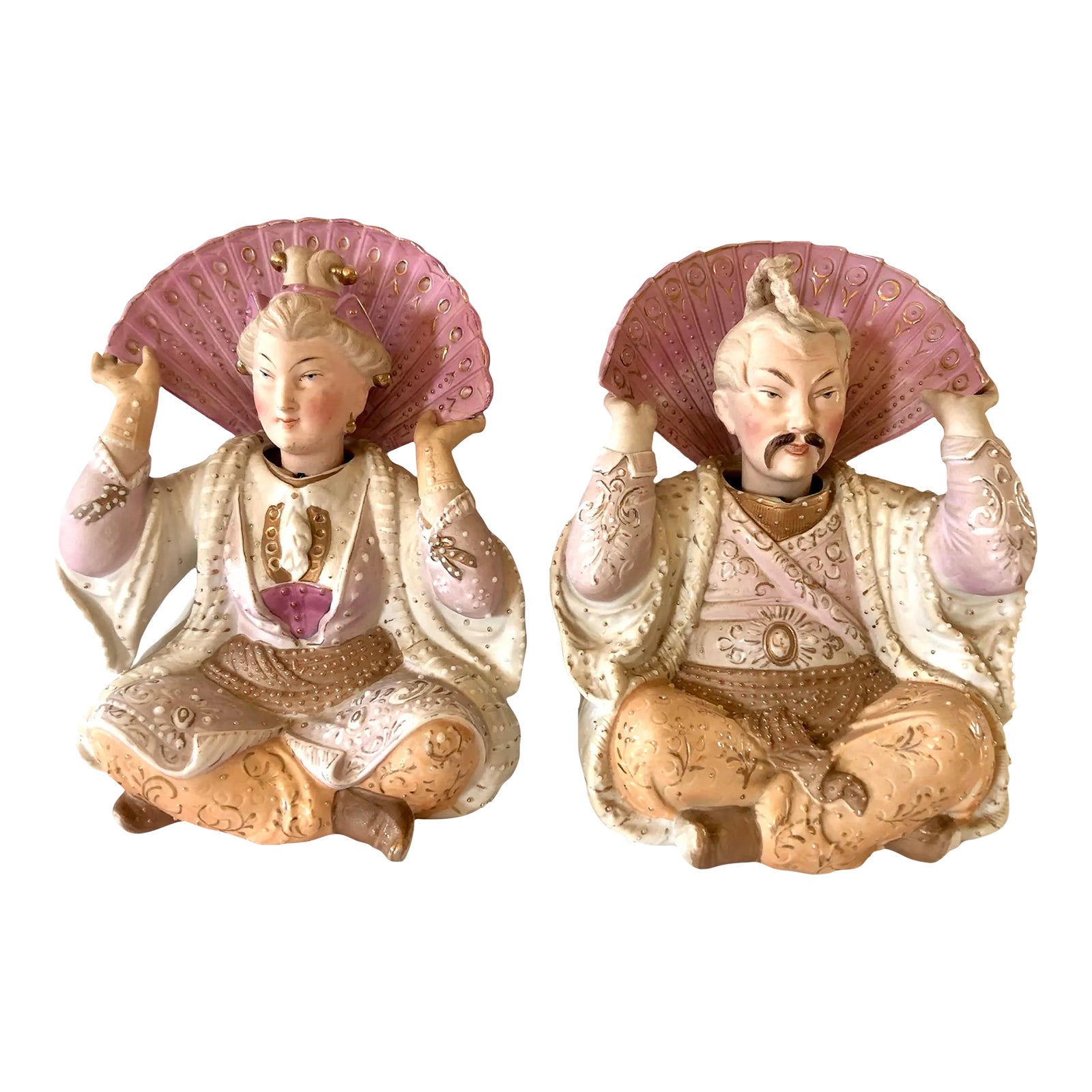 Pair of German Porcelain Chinoiserie Earthquake Predictors | Chairish