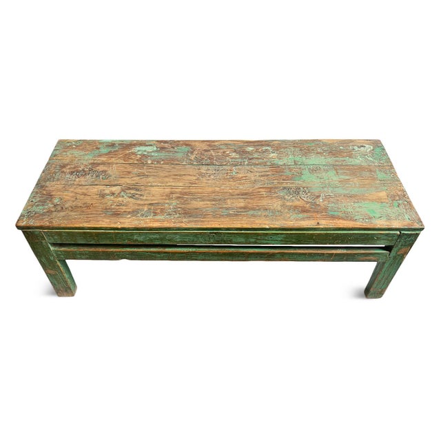 Mid 20th Century Vintage Colonial Green Coffee Table | Chairish