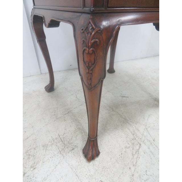 Chippendale Walnut Carved & Inlaid Side Table | Chairish