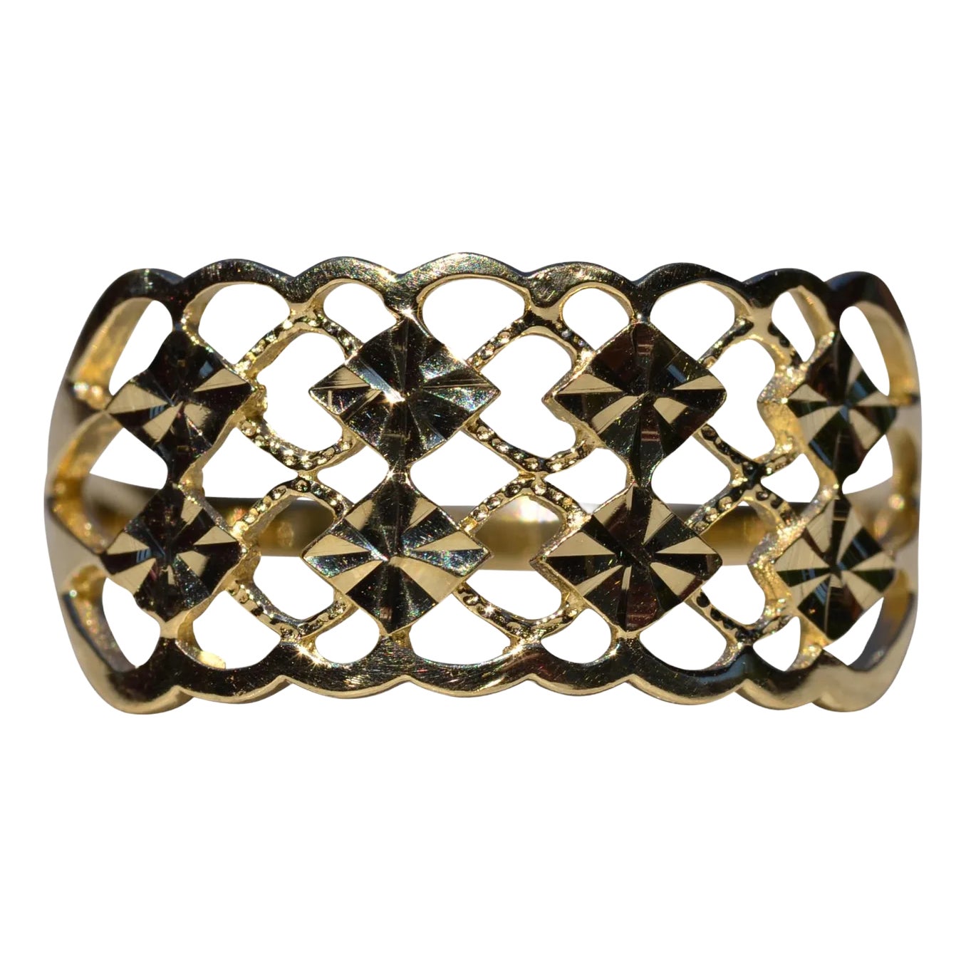 The Merced: Diamond Cut Filigree Ring in Yellow Gold | Chairish