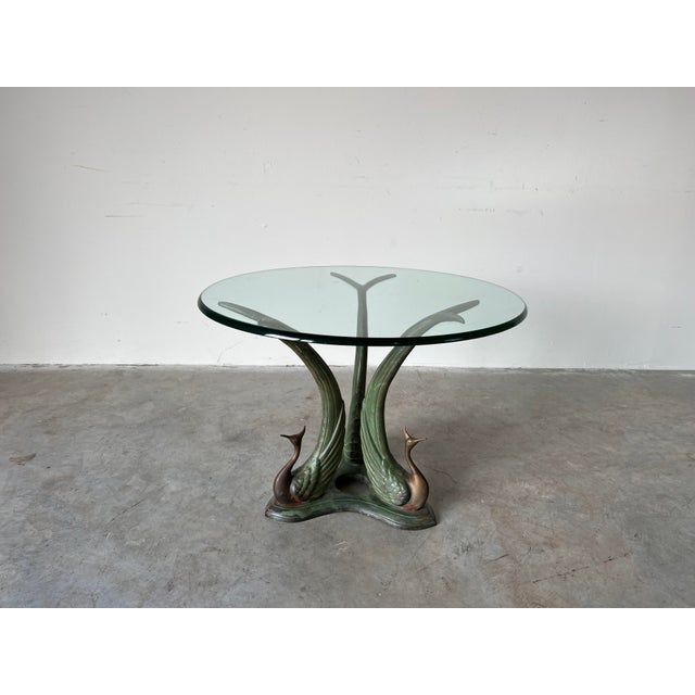 Vintage Hollywood Regency Style Brass Peacock Side Table | Chairish