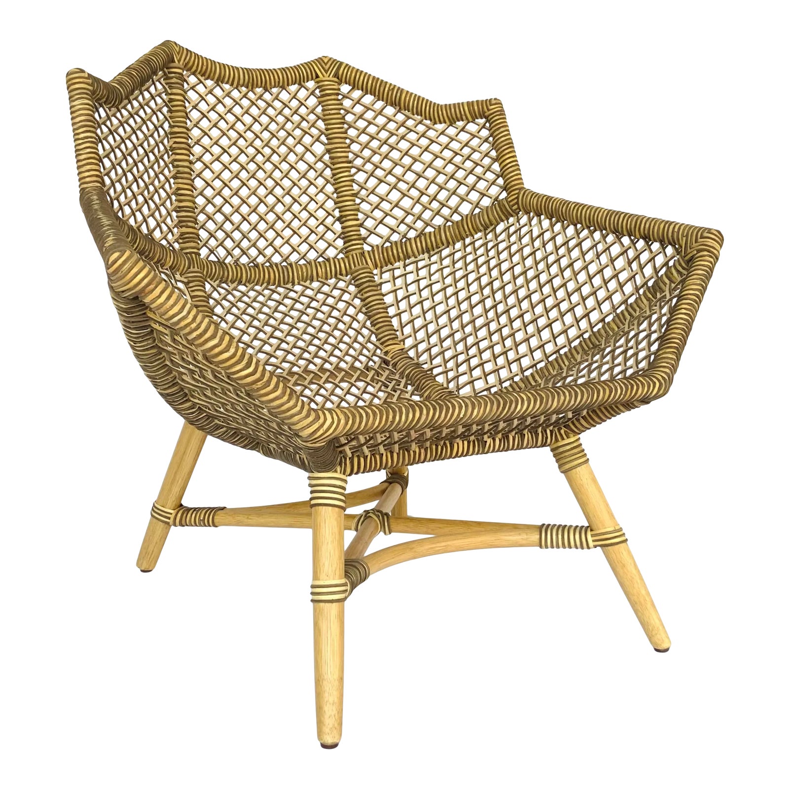 Baker / McGuire Organic Modern Rattan and Leather Chord Nozomu Lounge ...