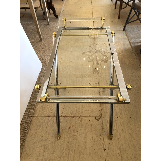Steel Brass & Glass Tray Table on Stand | Chairish