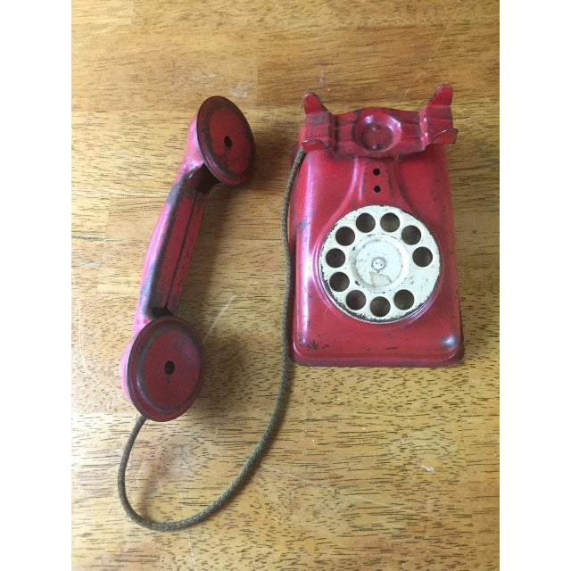 Red Pressed Steel Telephone Toy | Chairish
