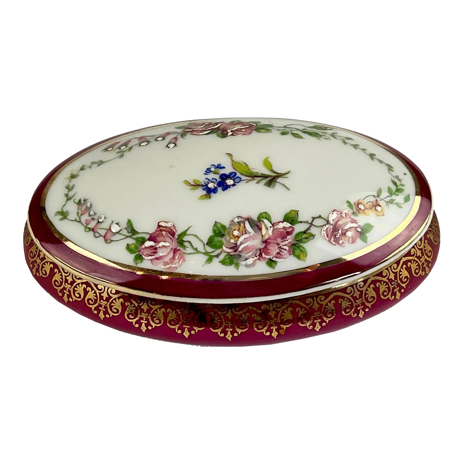 Late 20th Century French Limoge Trinket Box by Rehaussee Main | Chairish