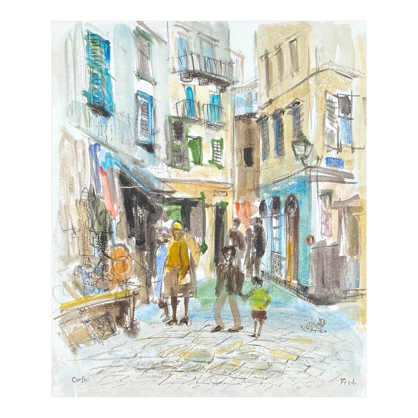 Fred Atkinson Corfu Greece Watercolor | Chairish
