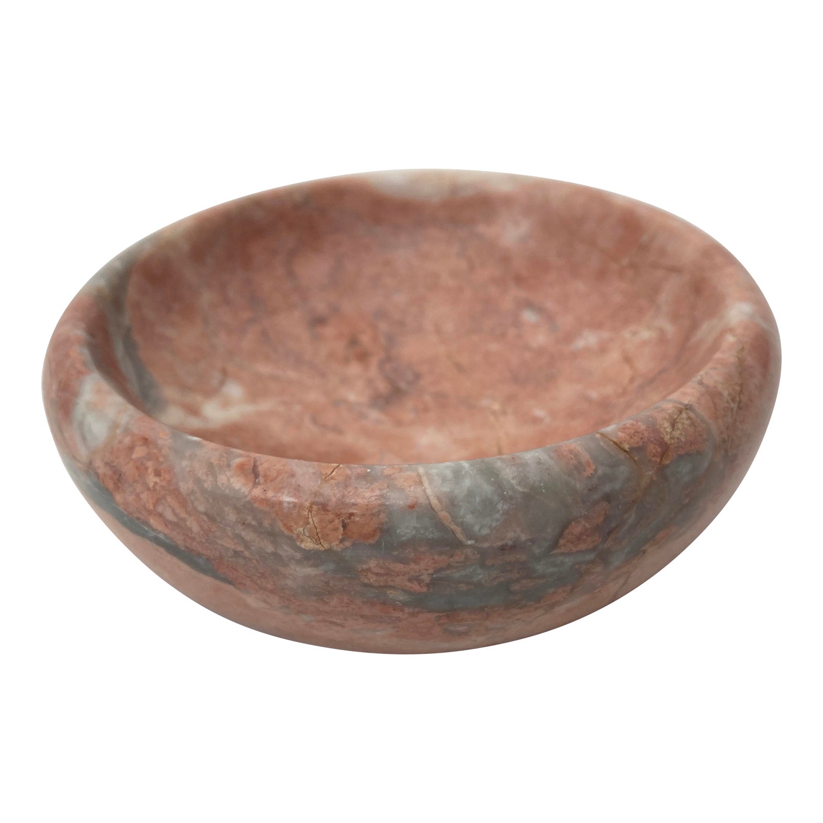 1960s Red Travertine Stone Trinket Bowl | Chairish