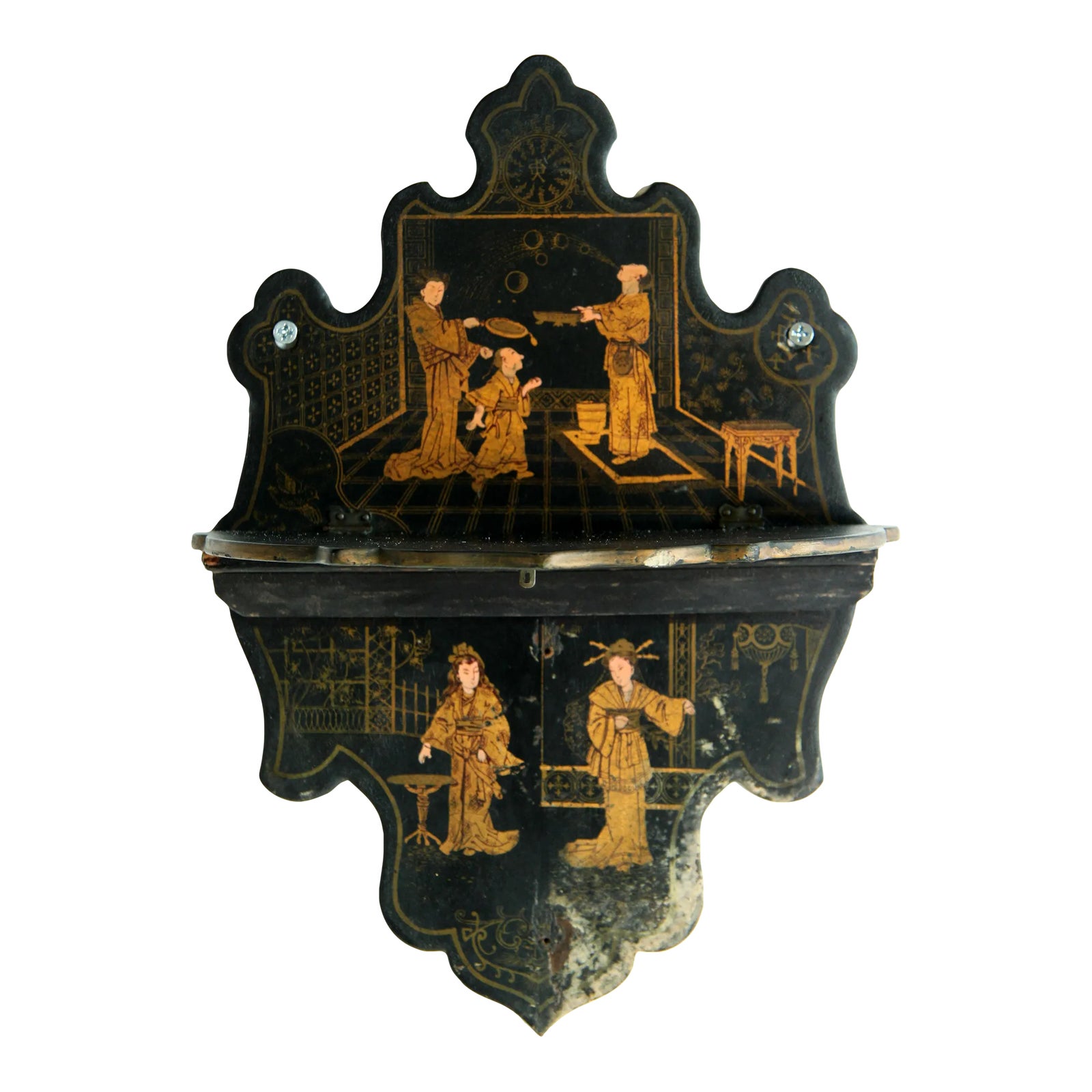 Antique 1920's Japanese Black Lacquered Folding Corbel Sconce Wall ...