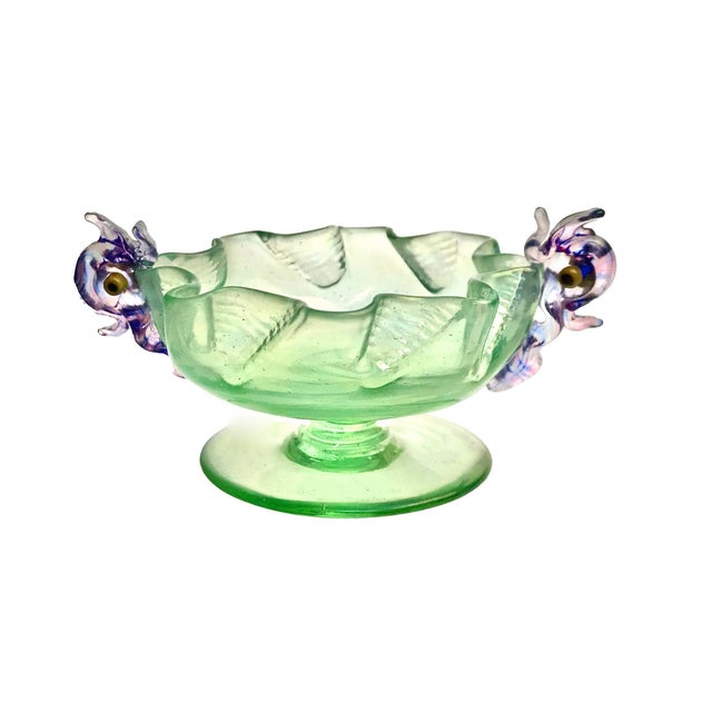 Antique Venetian Hand Blown Salt Cellars With Dolphin Handles - Set of ...