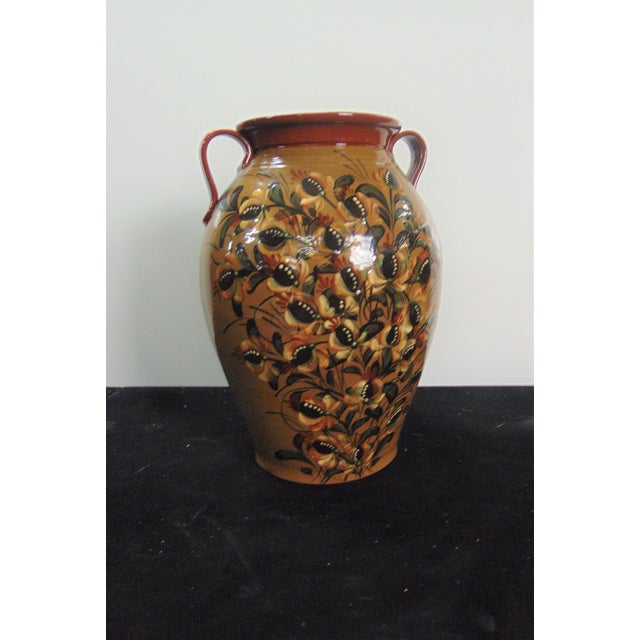 Eldreth Pottery Slip Decorated Redware Vase | Chairish