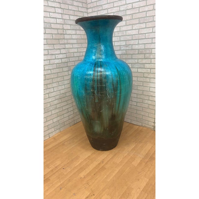 Vintage Teal Floor Vase | Chairish