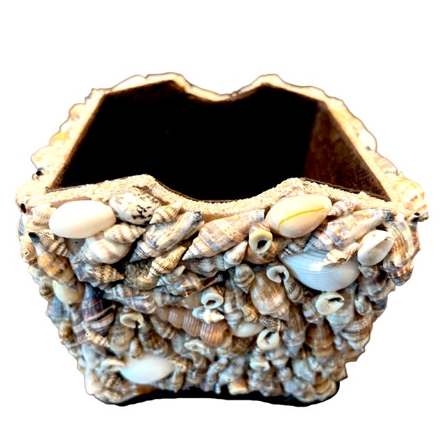 Seashell Encrusted Bathroom Accessories Wastebasket Tissue Holder ...