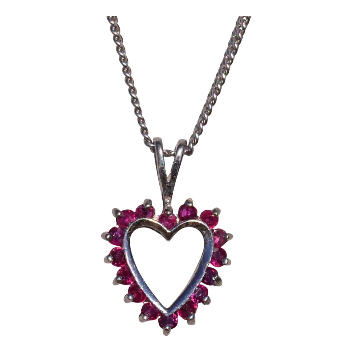 The Cooks: White Gold Ruby Heart Necklace | Chairish