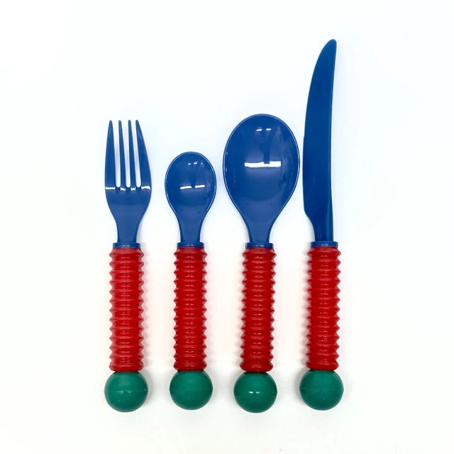 1980s Colorful Memphis Style Acrylic Flatware - Place Settings for 8 / ...