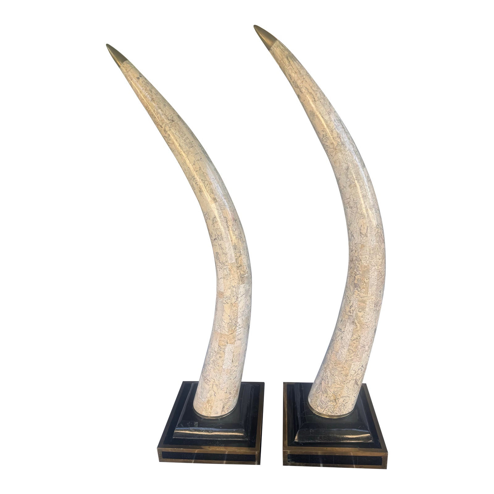 Tessellated Marble Tusks Pair From Maitland Smith | Chairish