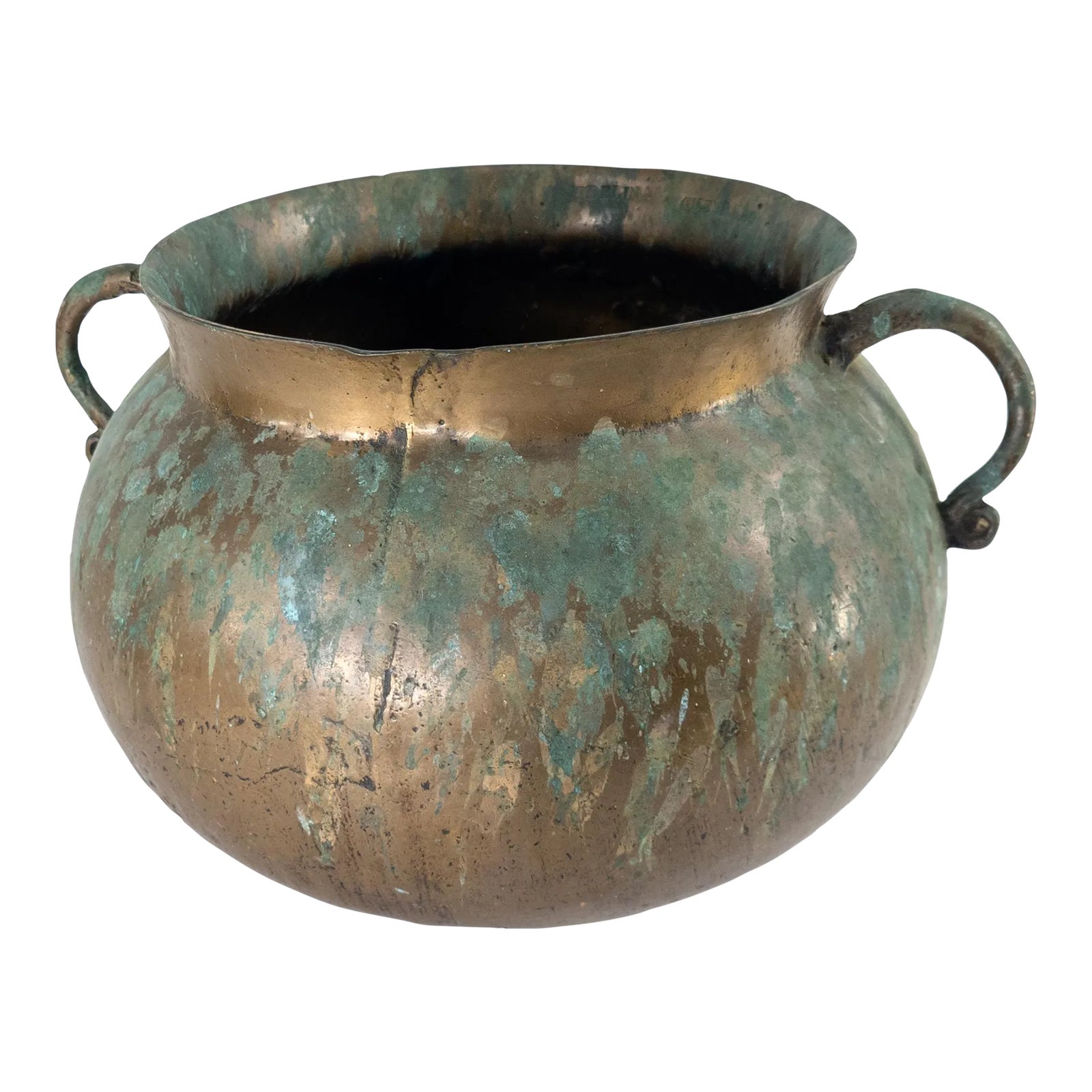 17th or 18th Century Bronze Handled Primitive Cook Pot With Verdigris ...