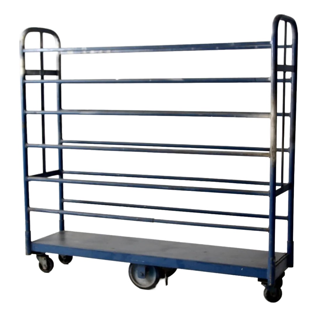 Vintage Industrial Blue Metal Cart | Chairish