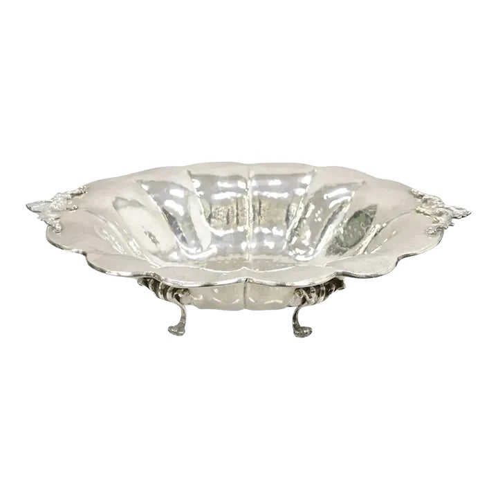 Vintage English Baroque Style Large Footed Silver Plated Fruit Bowl ...