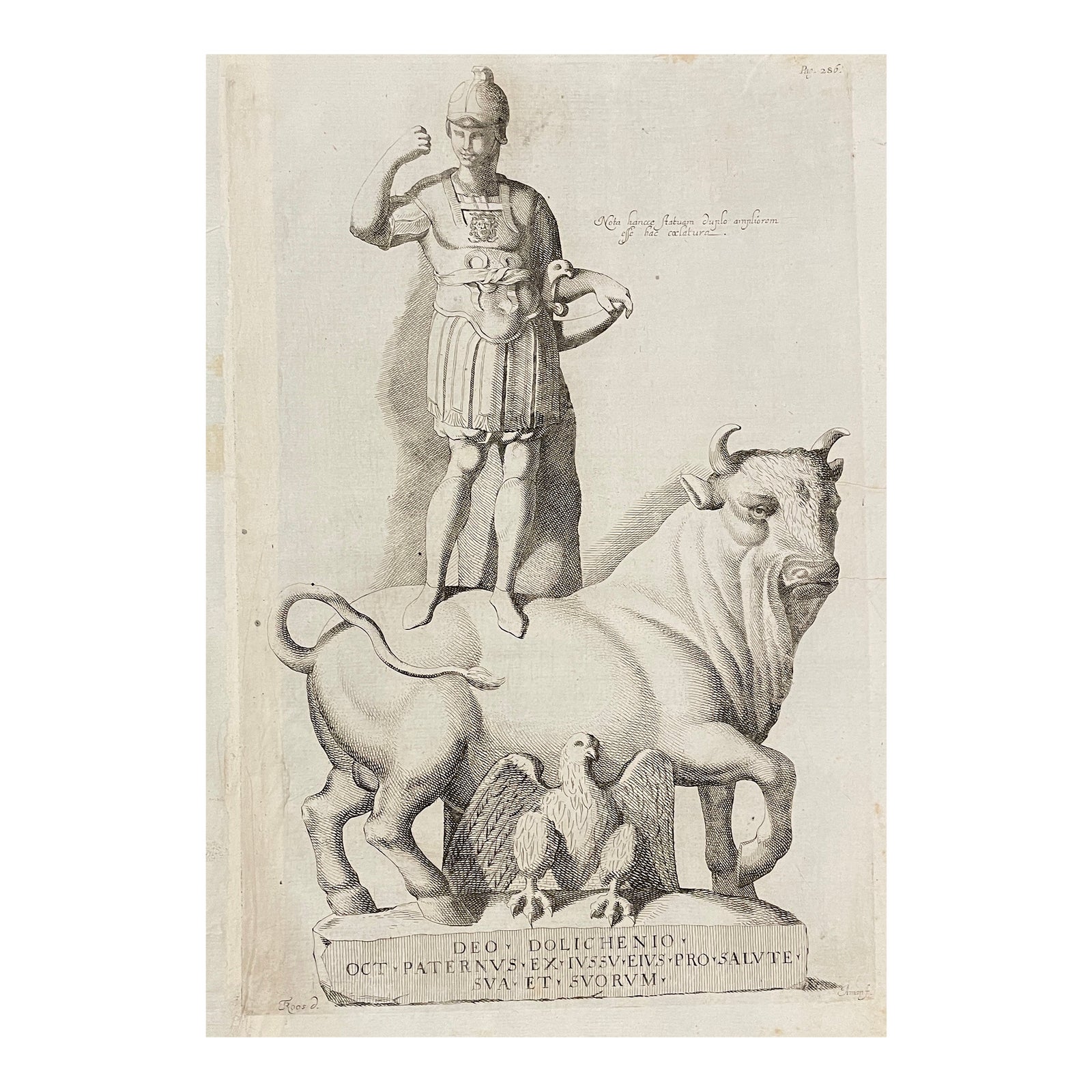 1671 Roman Bull Eagle and Soldier Engraving | Chairish