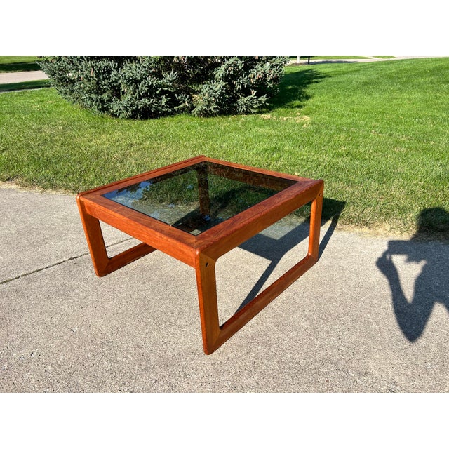Mid Century Modern Danish Teak and Smoked Glass Coffee Table by Komfort ...