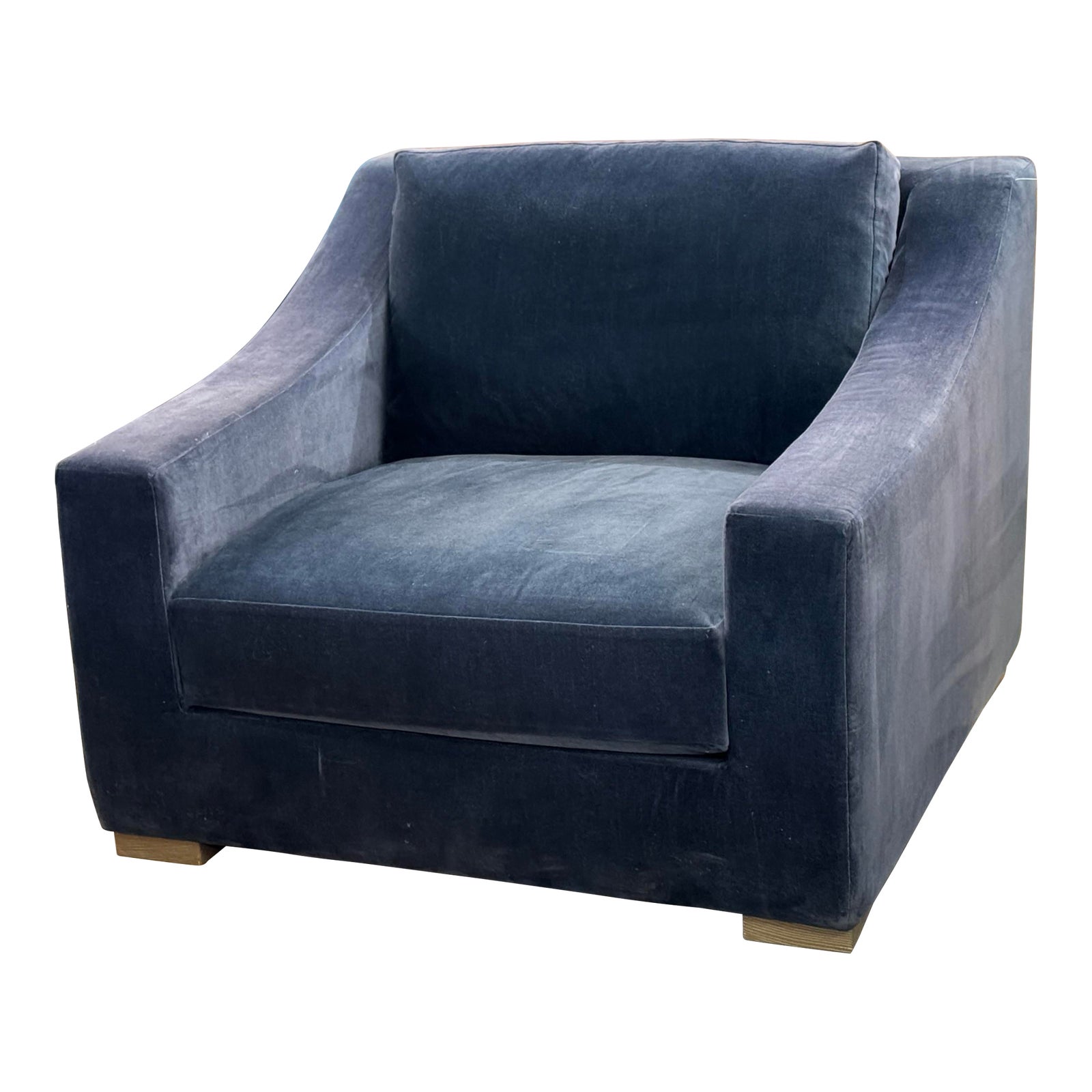 Restoration Hardware Velvet Parisian Slope Arm Chair | Chairish