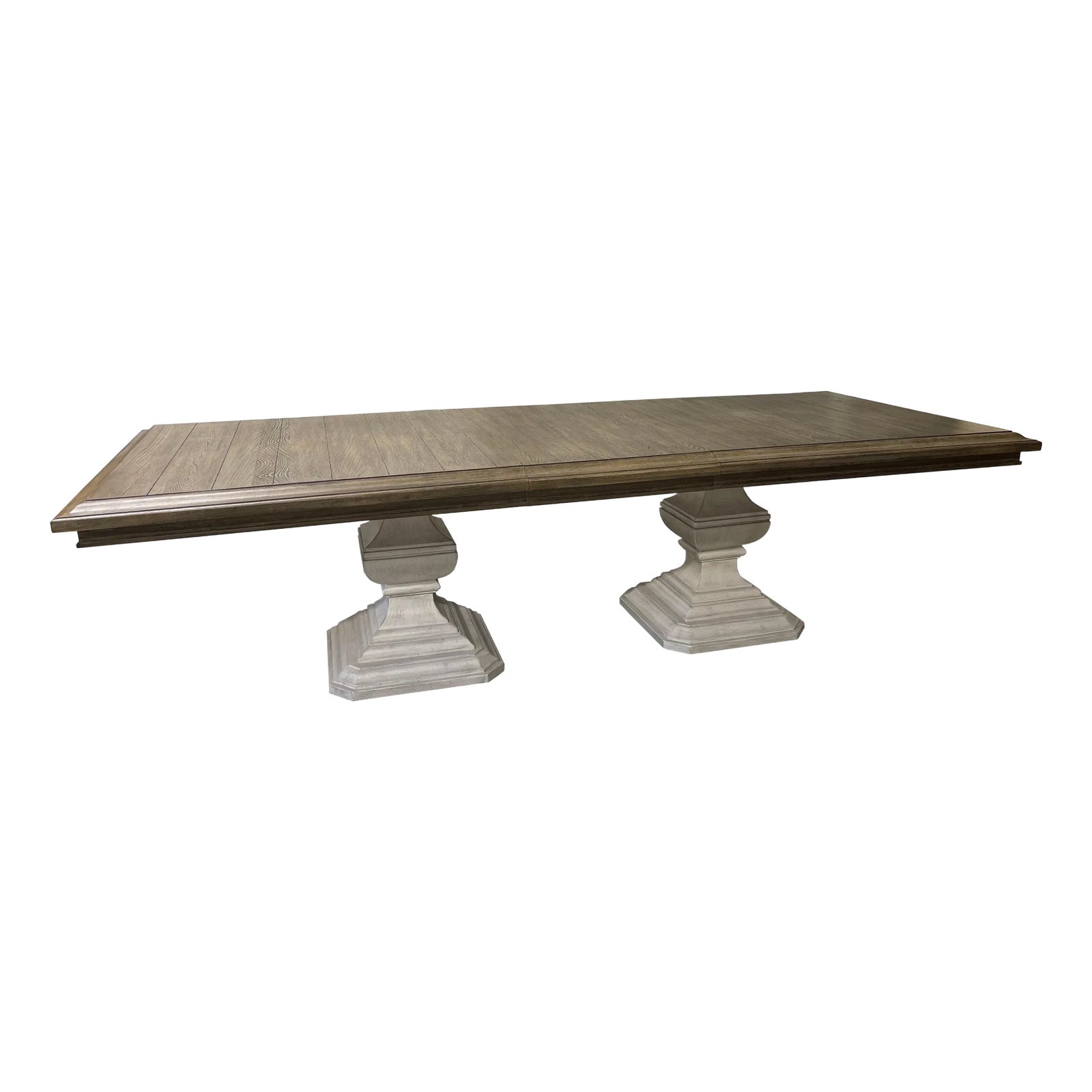 Two Pedestal Dining Table with Removable Leaf, 21st Century | Chairish