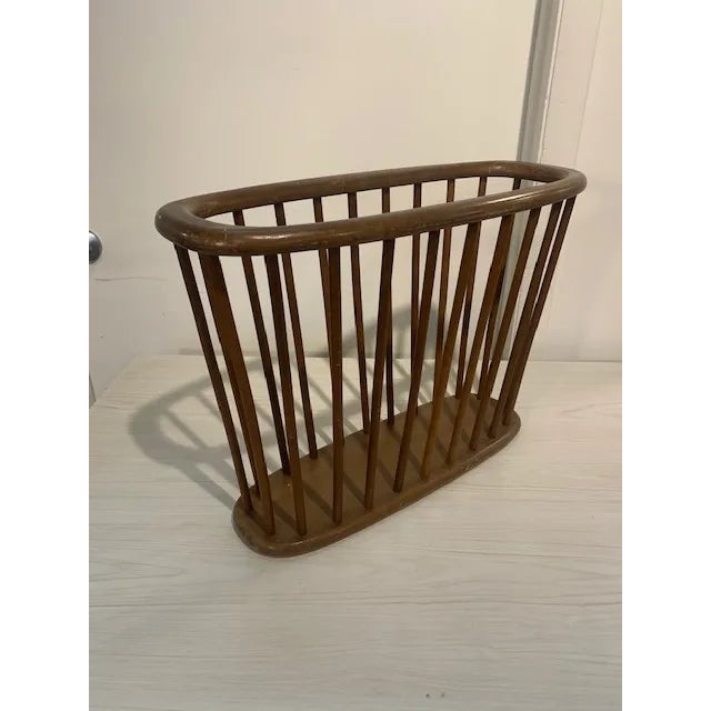 Mid 20th Century Arthur Umanoff Magazine Rack in Walnut | Chairish
