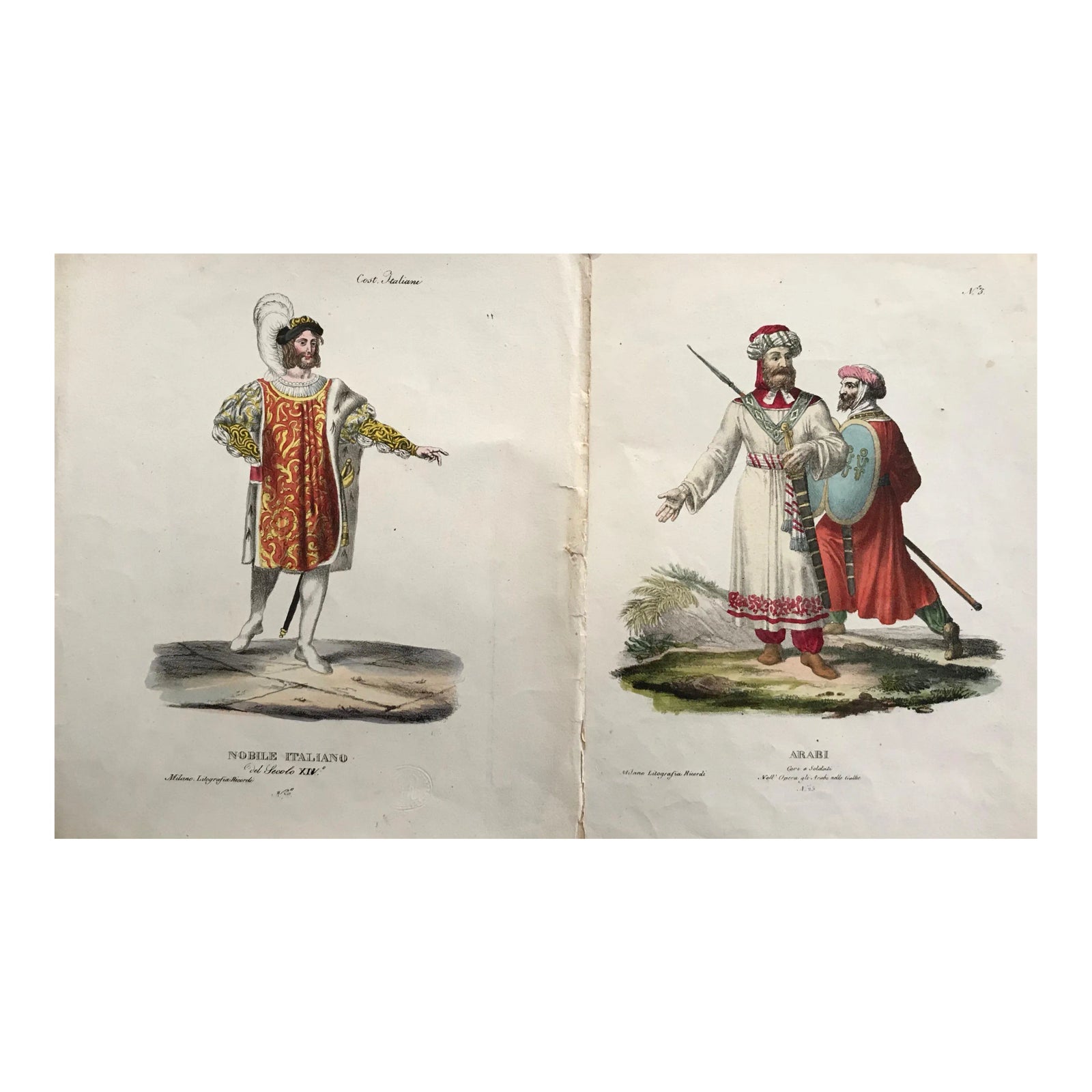 Pair of Vintage Italian Costume Prints, Circa 1700 (Set of 2) | Chairish