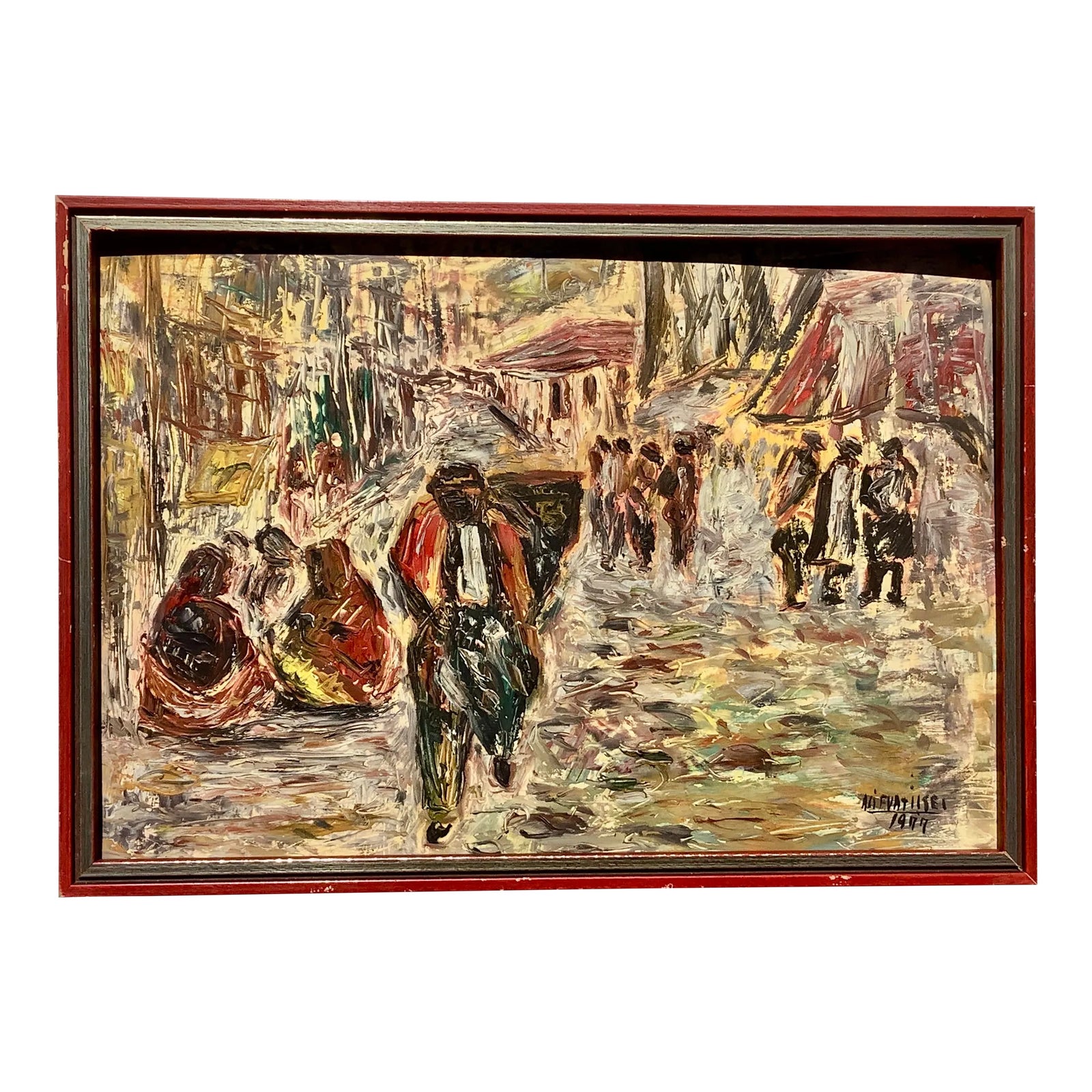 Abstract Expressionism, Village Scene, Mid Century | Chairish