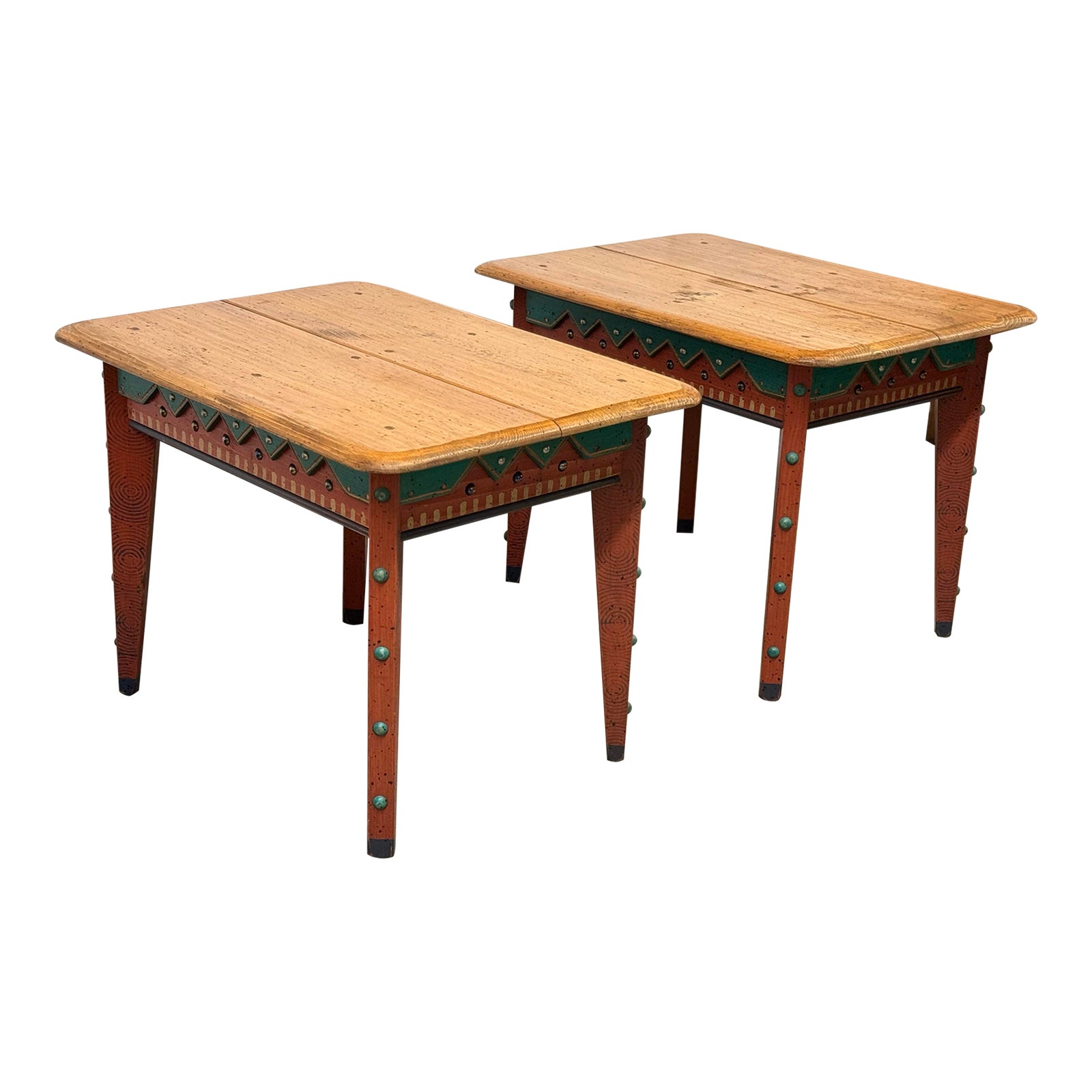David Marsh Hand Painted Side Tables, a Pair | Chairish