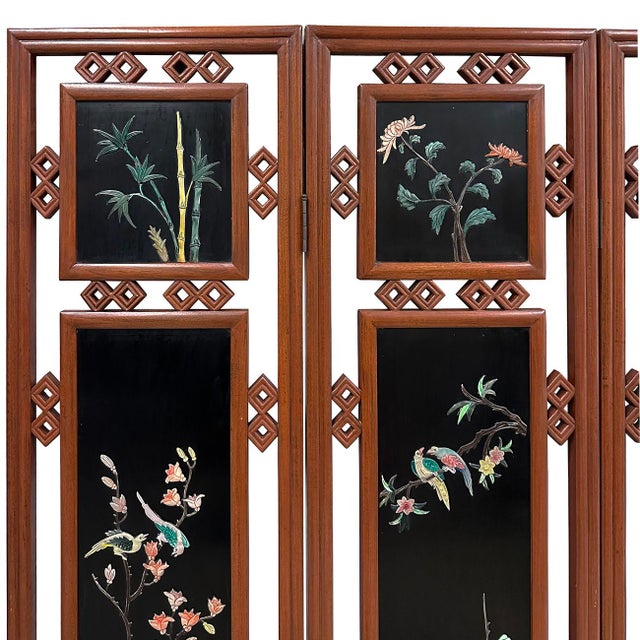 Mid-20th Century Chinese Hardwood Folding Screen/Room Divider With ...