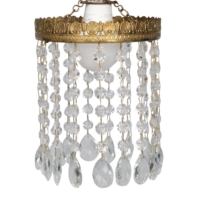 Antique French Ormolu & Crystals Electrolier Chandelier Light Shade ...