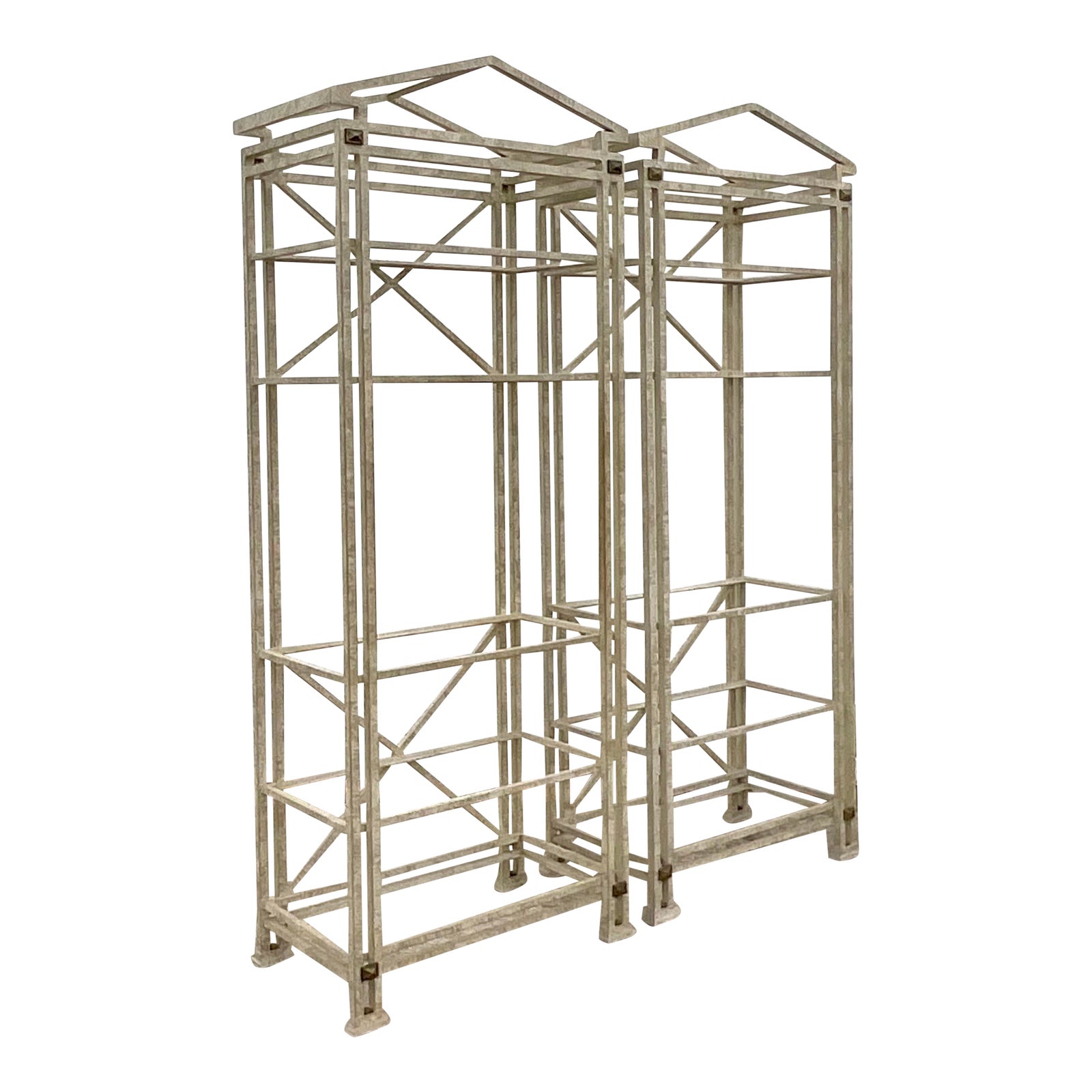 Late 20th Century Vintage Postmodern Pediment Etagere - a Pair | Chairish