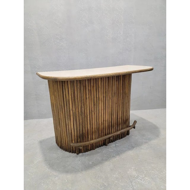 Mid 20th Century Paul Frankl Style Half-Moon Bamboo Tiki Dry-Bar With 2 ...