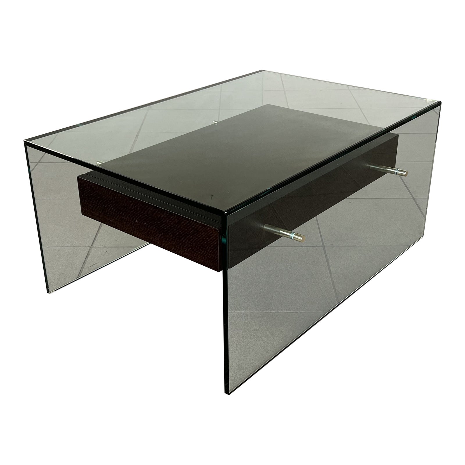 Roche Bobois "Indo" Tempered Glass and Wood End Coffee Table by René ...