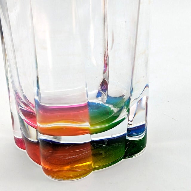 1990s Merritt International Teardrop Acrylic Rainbow Pitcher Set With ...
