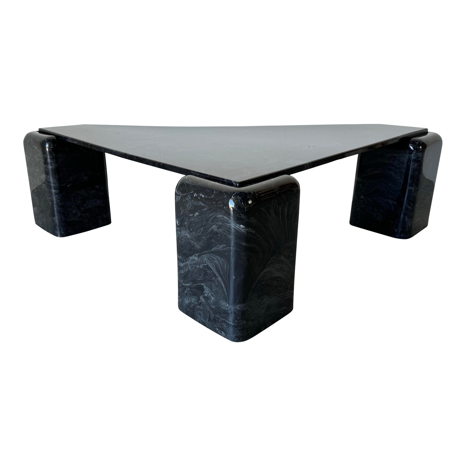 Postmodern Faux - Marble Triangular Coffee Table | Chairish