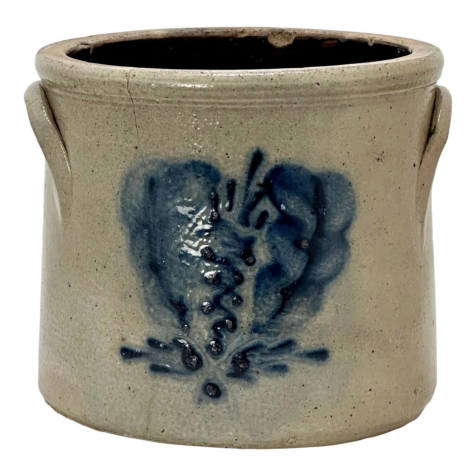 Very Rare Small 1/2 Gallon Size Antique American Blue Decorated ...