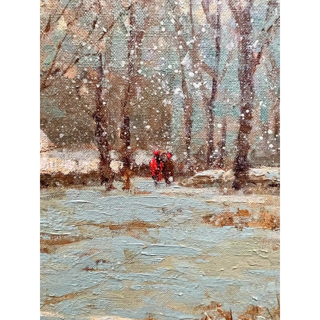 Original Signed Oil Painting of a Snow Scene Deborah Cotrone | Chairish