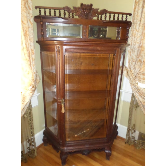 Late 20th Century Victorian Lion Head Display Cabinet | Chairish