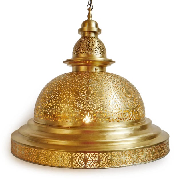 Contemporary Brass Bell Pendant Light Large | Chairish