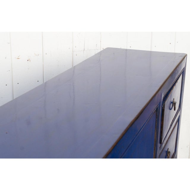 Royal Blue Lacquered Asian Credenza | Chairish