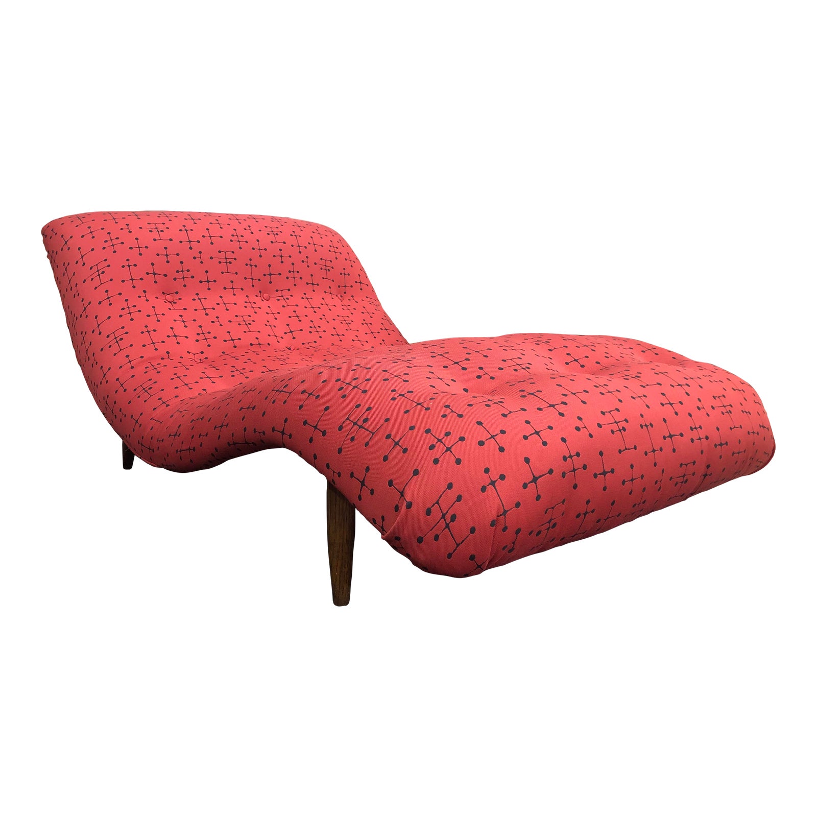 Mid Century Wave Chaise | Chairish