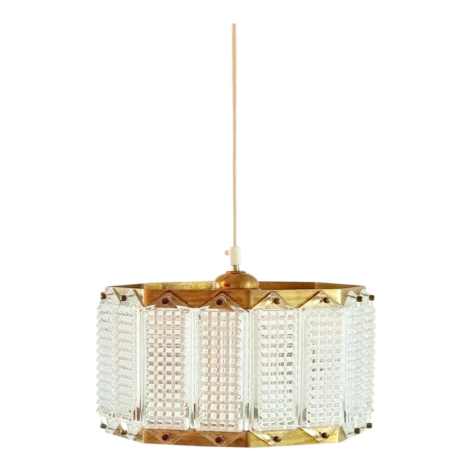Mid-Century Scandinavian Glass & Brass Ceiling Light by Wiktor Berndt ...
