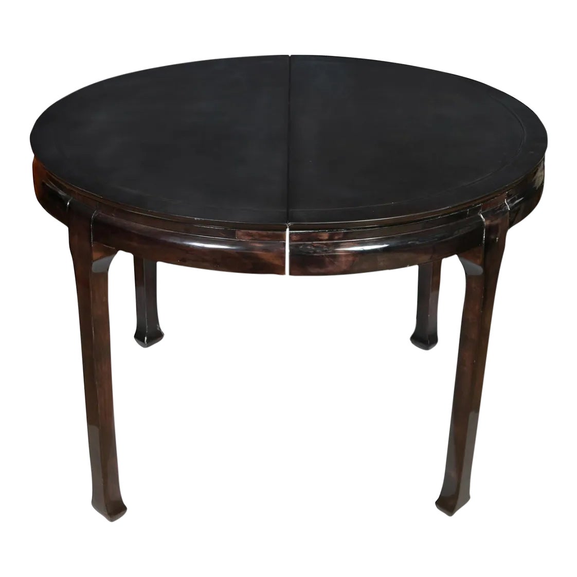 Mid Century Round Black Lacquer Dining Table Asian Style | Chairish