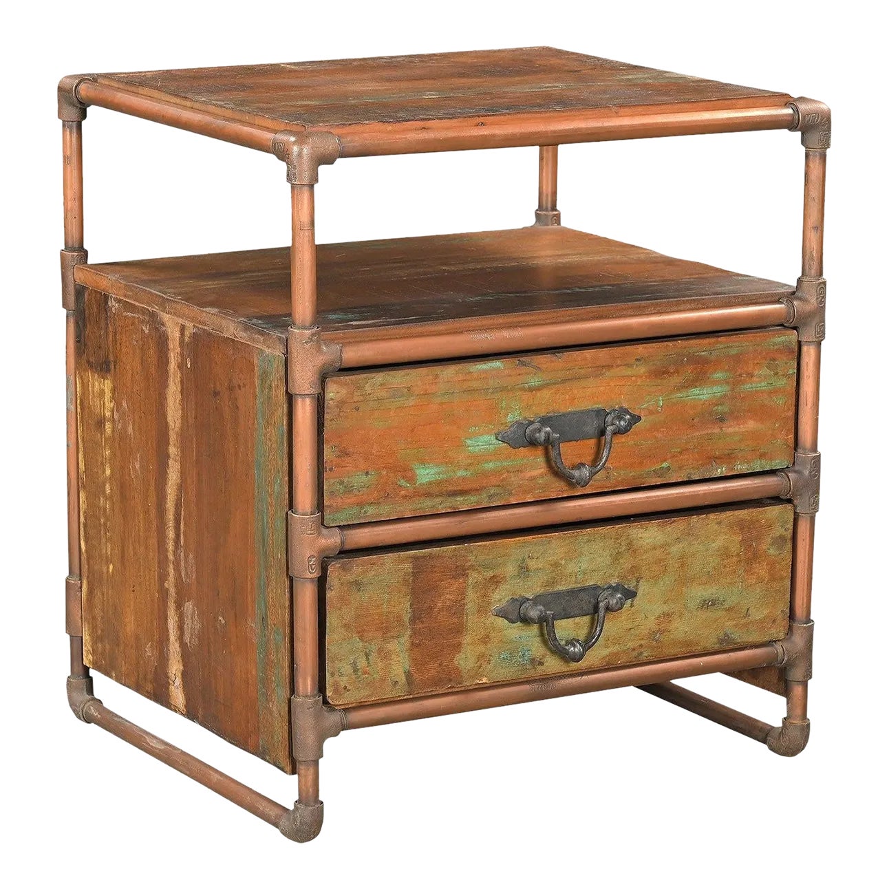 Reclaimed Wood and Copper Pipes Repurposed Nightstand With Drawers ...