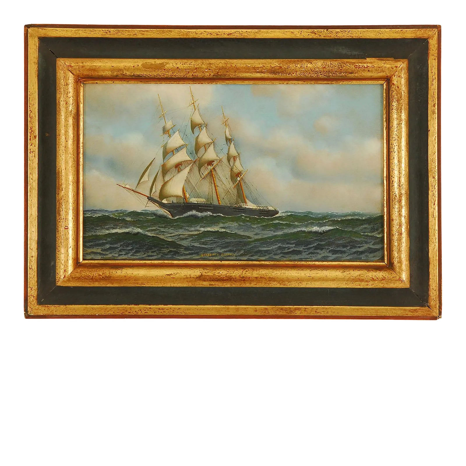 1915 "Governor Goodwin" Nautical Seascape Oil Painting by Antonio ...