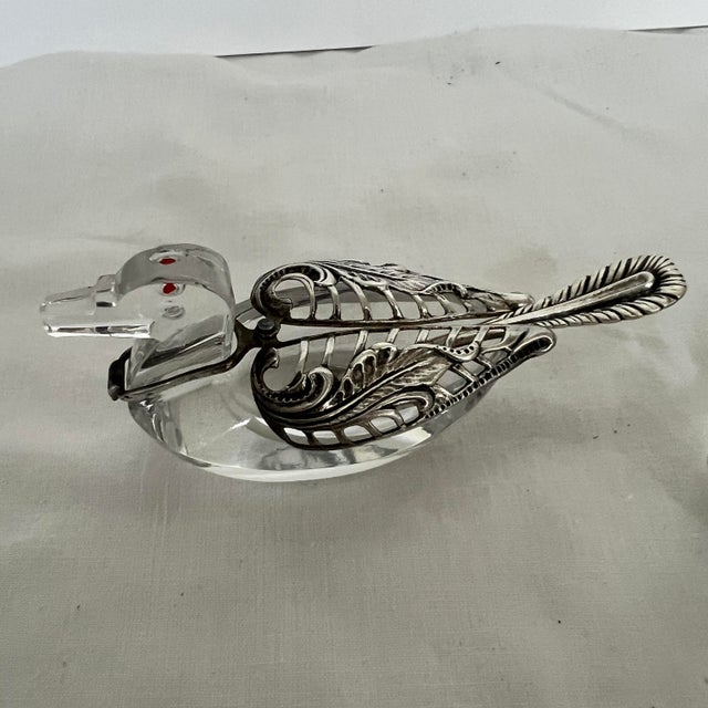 Rare Red Eyed Glass Duck Salt Cellars With .800 Silver Wings and Spoons ...
