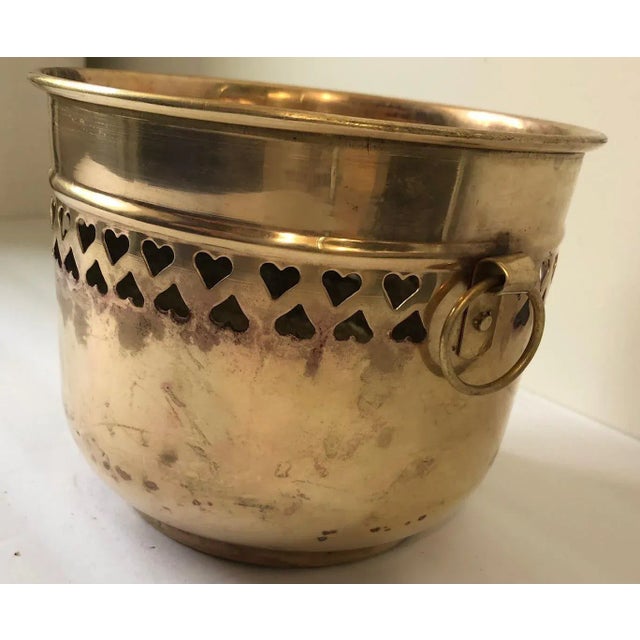 Vintage Brass Cachepot With Handles and Decorative Heart Pierced Cutout ...